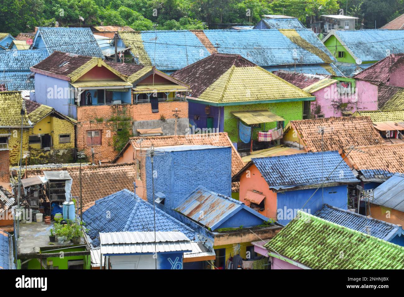 View of Colorful Jodipan village (Kampung Warna Warni Jodipan) in ...