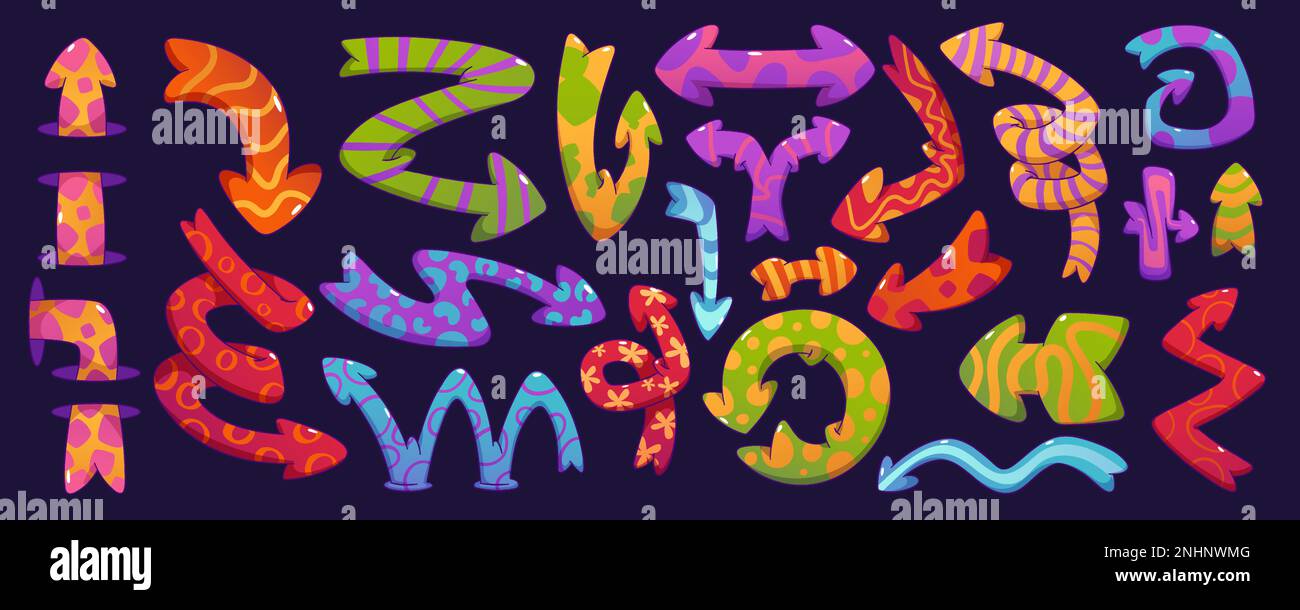 Set of quirky arrows isolated on background. Vector illustration of ...