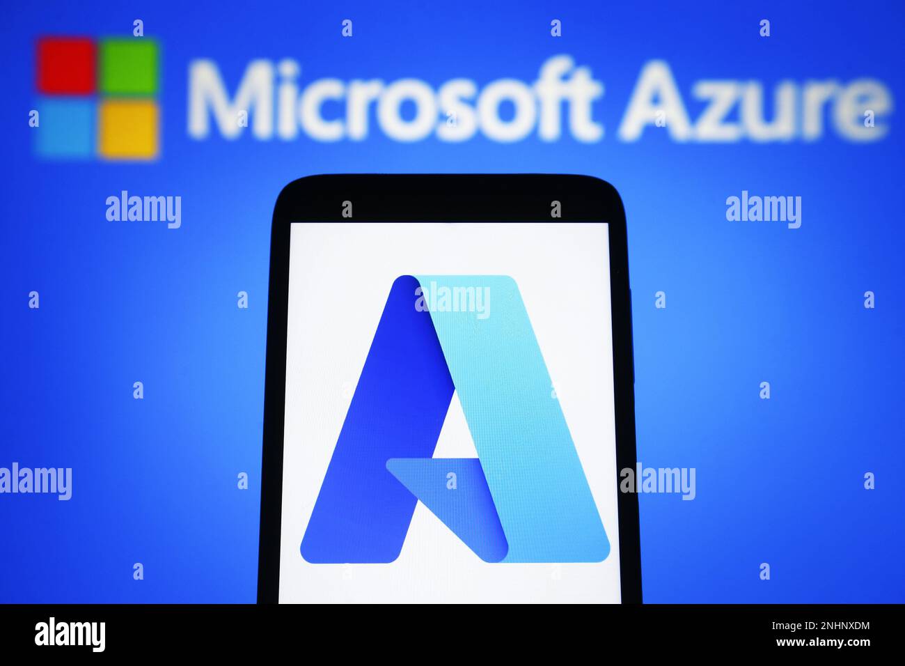 Ukraine. 21st Feb, 2023. In this photo illustration, a Microsoft Azure logo is seen on a ...