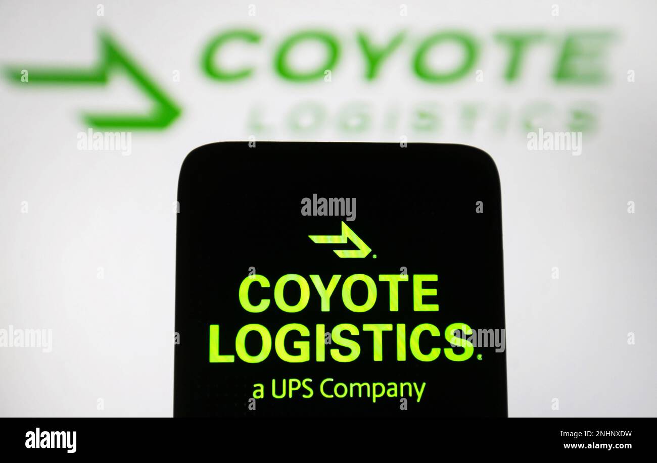 In this photo illustration, a Coyote Logistics logo is seen on a smartphone . (Photo by Pavlo ...
