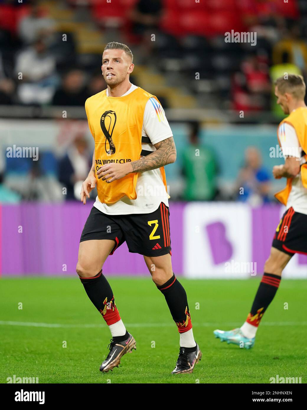 DOHA, QATAR - DECEMBER 1: Player of Belgium Toby Alderweireld warms up ...