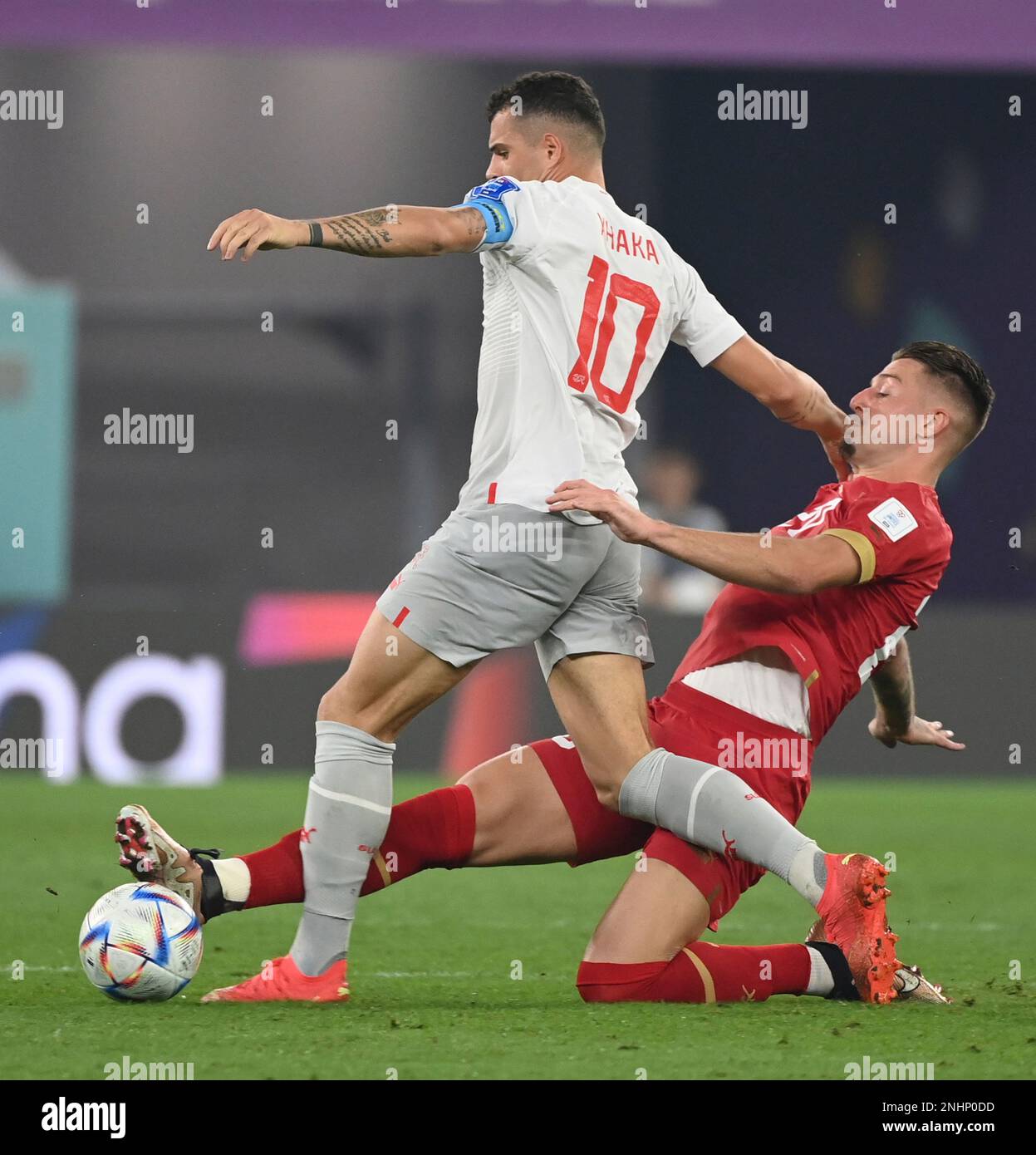 Dusan TADIC (10) of SERBIA struggles to hold a ball in the second half ...