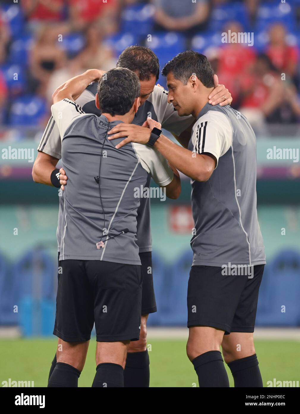 Referees form a circle before the FIFA World Cup Group G match SERBIA ...