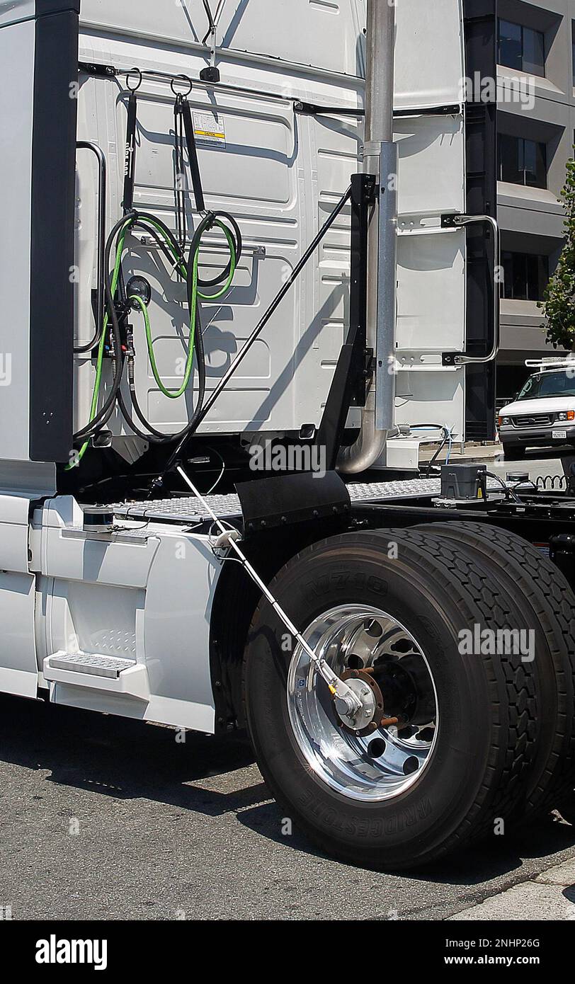 View of an Otto truck with wiring to back wheels on Tuesday, August 23 ...