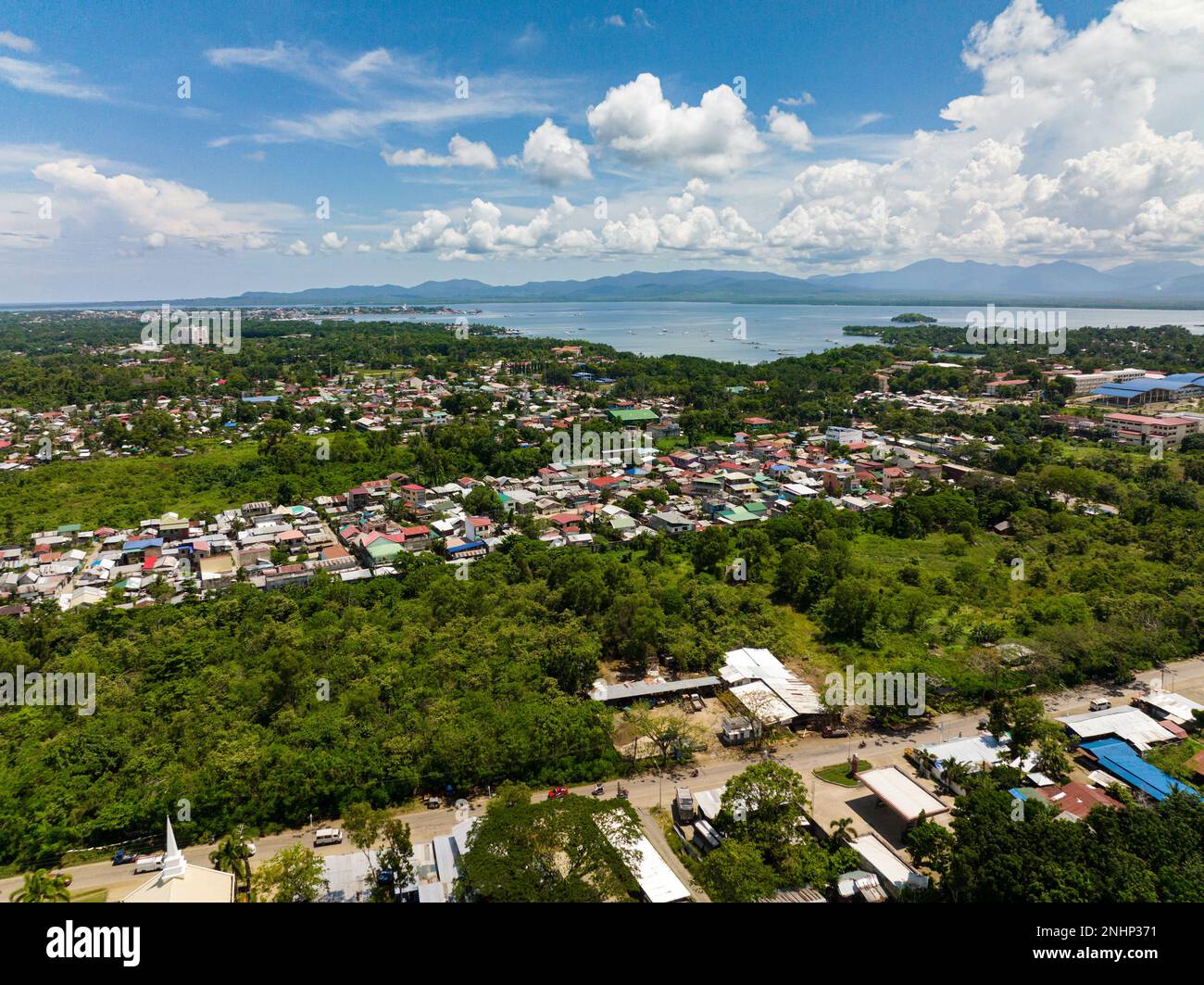 Top view of city of Puerto Princesa on the island of Palawan ...