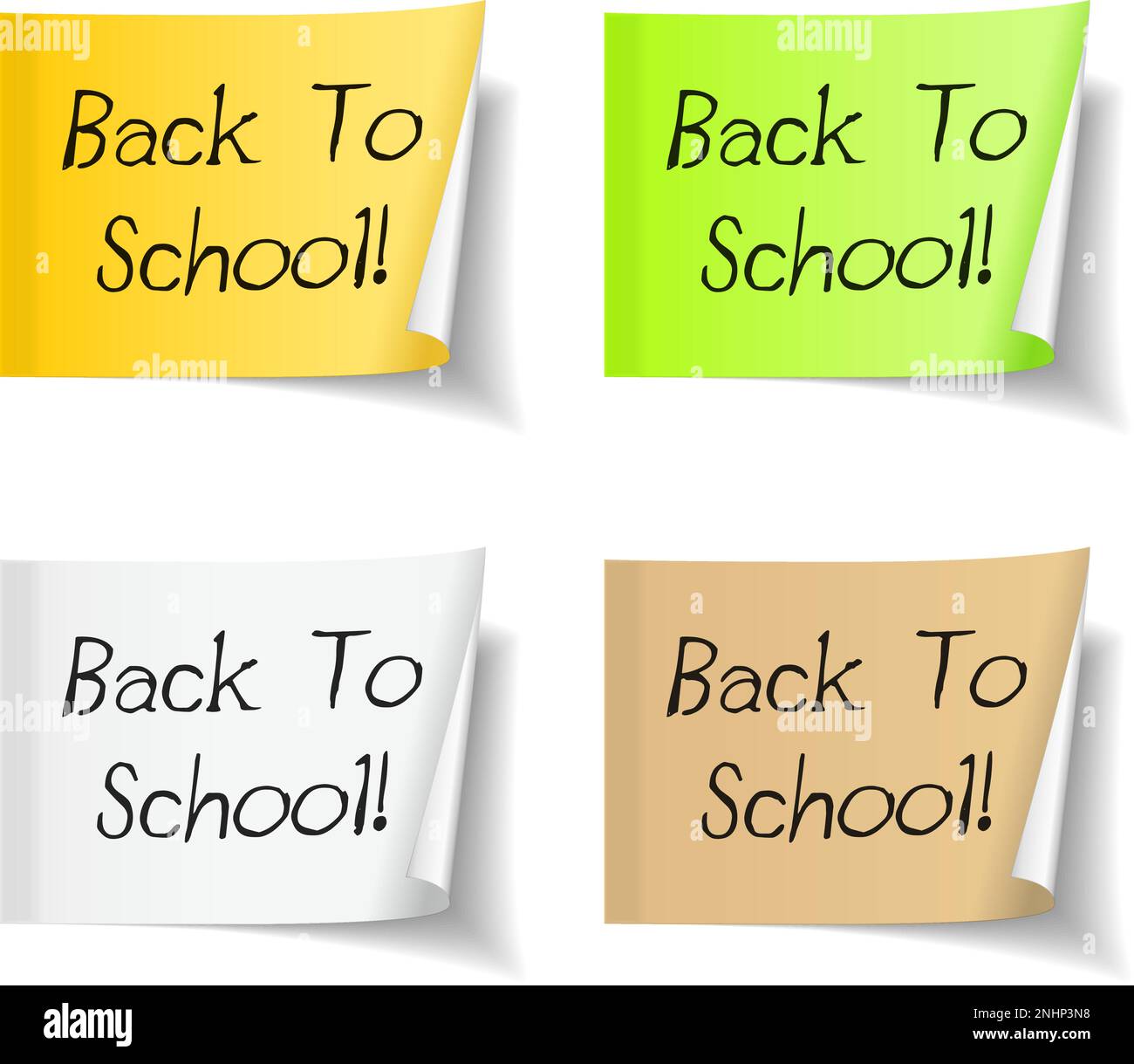 Back to school text on sticky notes, vector eps10 illustration Stock ...