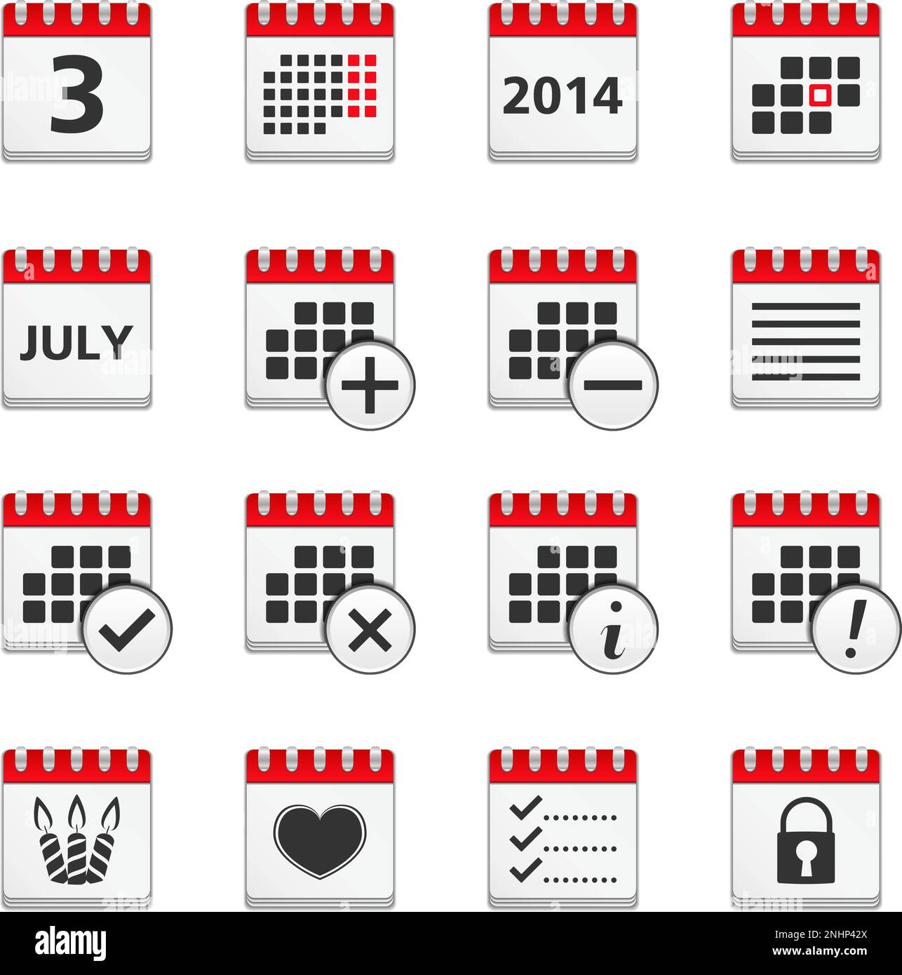 Set of calendar icons, vector eps10 illustration Stock Vector Image ...