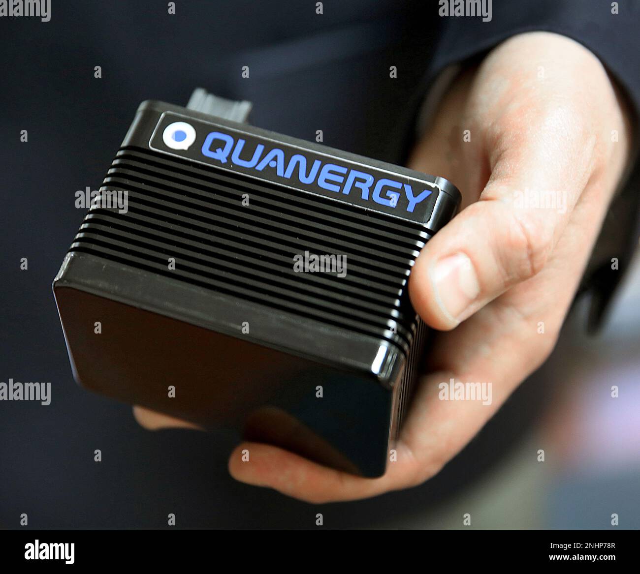 Co-founder and CEO Louay Eldada, Ph.D., of Quanergy Systems shows the lidar on Monday, January ...
