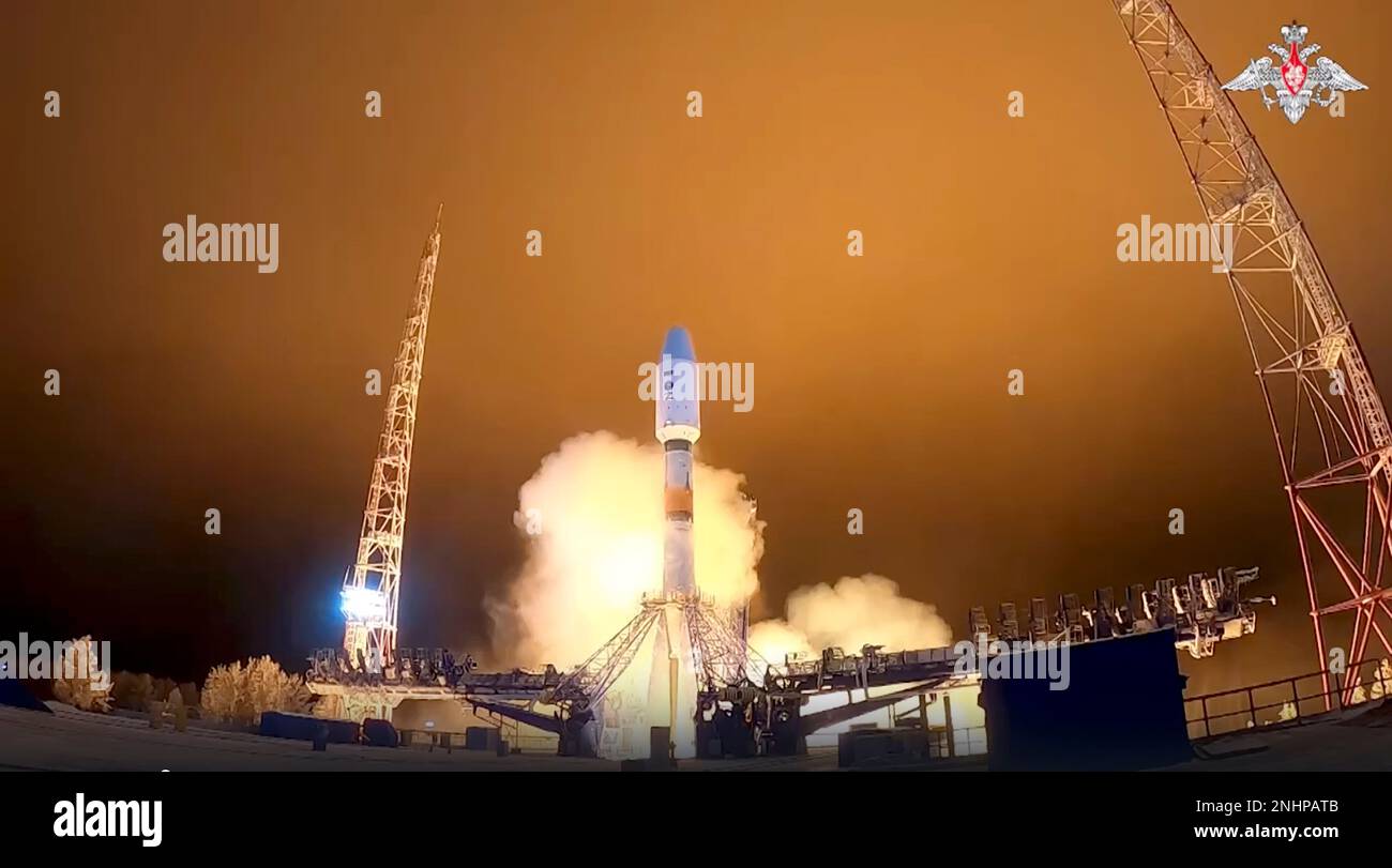 In this handout photo taken from video released by the Russian Defense ...