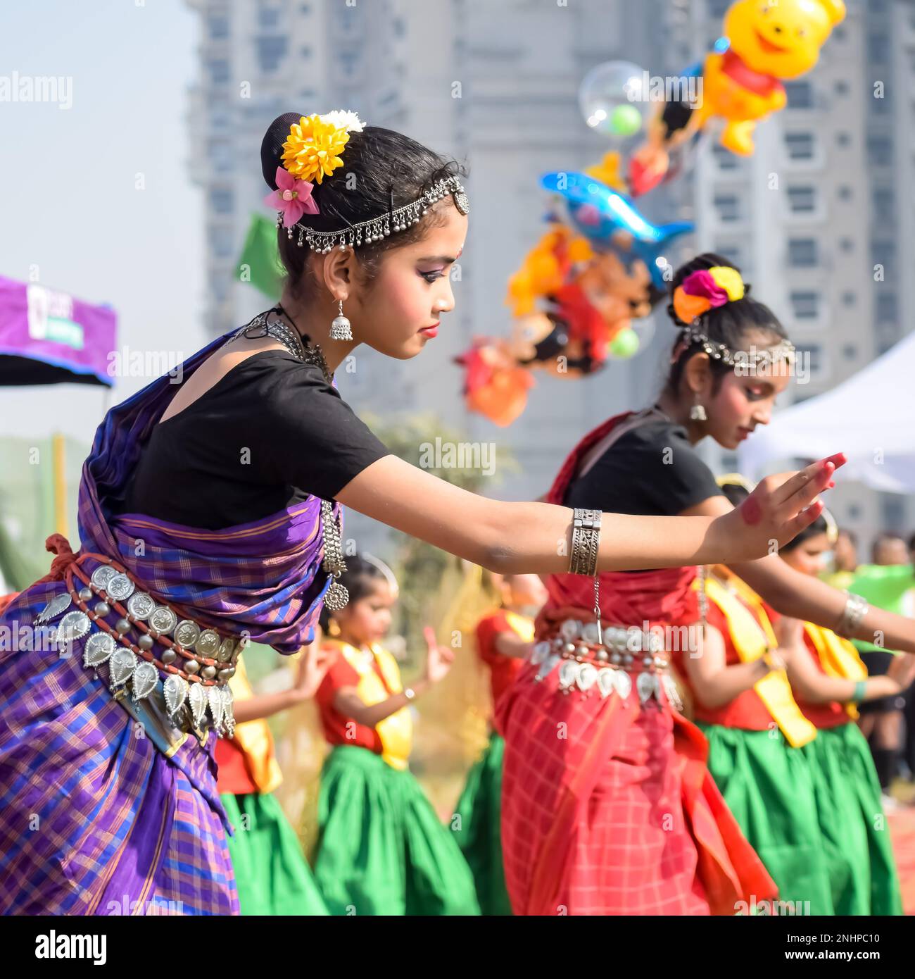 Delhi India December 11 2022 Bharathanatyam Indian Classical Odissi Dancers Performing At