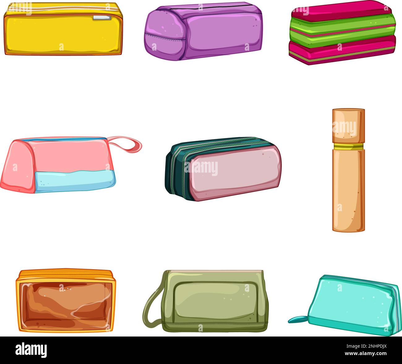 pencil case set cartoon vector illustration color Stock Vector Image ...