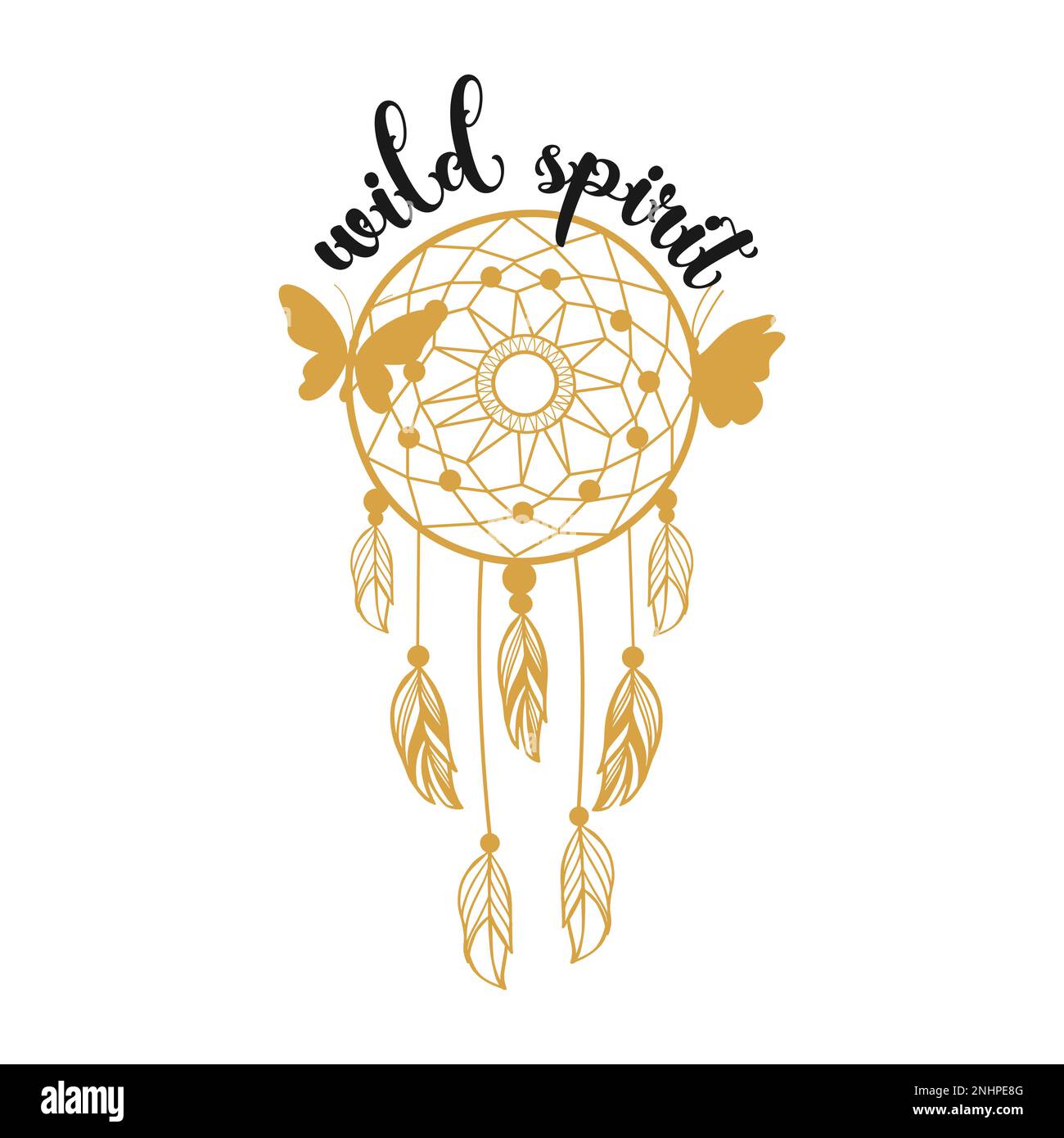 Wild spirit hand written lettering. Motivational . Vector illustration ...