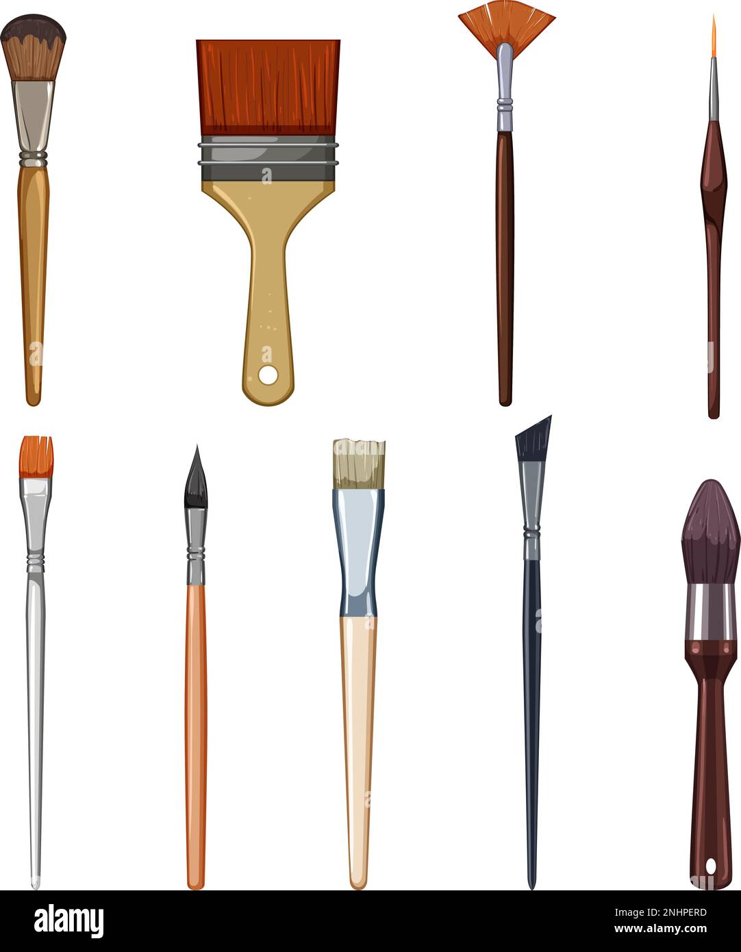 artist paint brush set cartoon vector illustration Stock Vector Image ...
