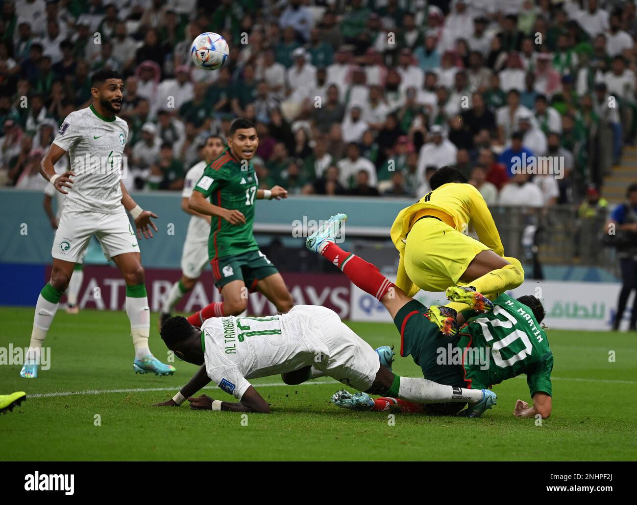 Saudi Arabia's GK MOHAMMED ALOWAIS punches a ball during the FIFA World ...