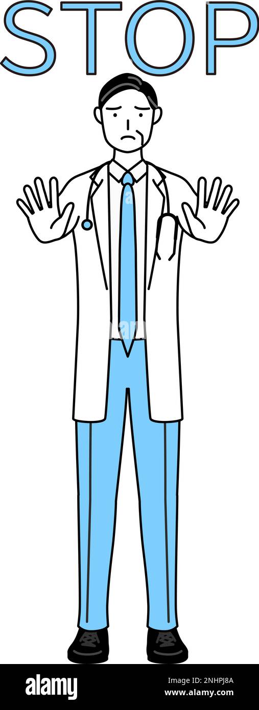 Male doctor in white coats with stethoscopes, senior, middle-aged ...