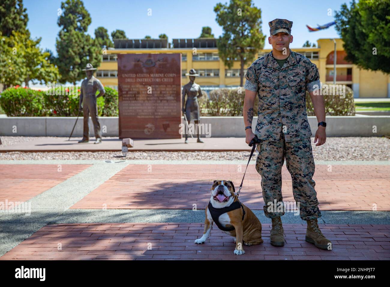 U.S. Marine Corps Cpl. Manny, the mascot for Marine Corps Recruit Depot ...
