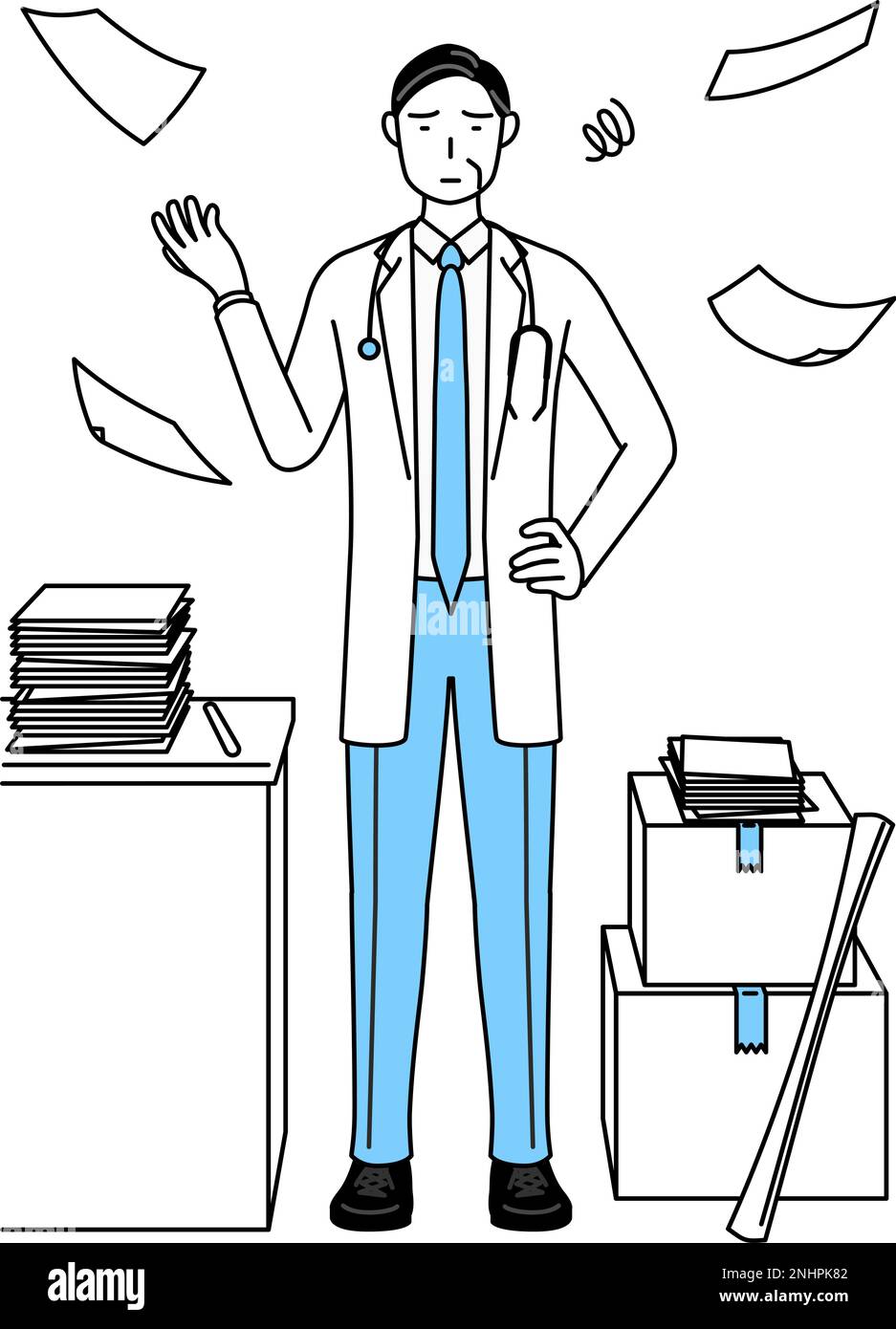 Male doctor in white coats with stethoscopes, senior, middle-aged ...