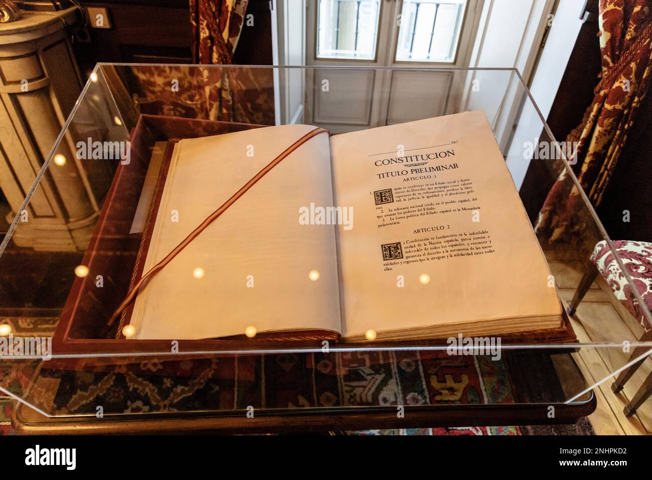 The Spanish Constitution exhibited in the Conference Room during the ...