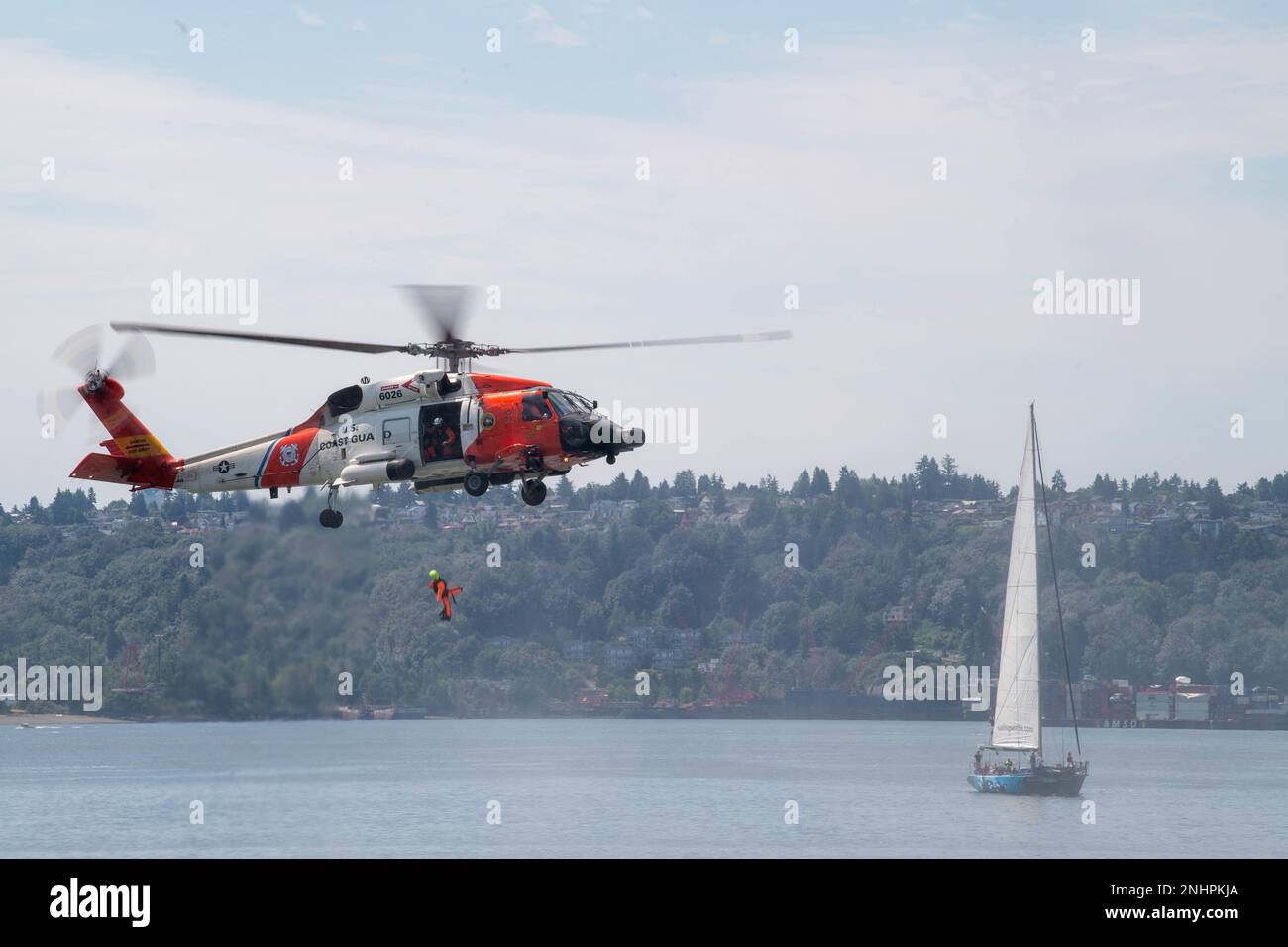 A search and rescue mannequin is dropped from a U.S. Coast Guard MH-60 ...