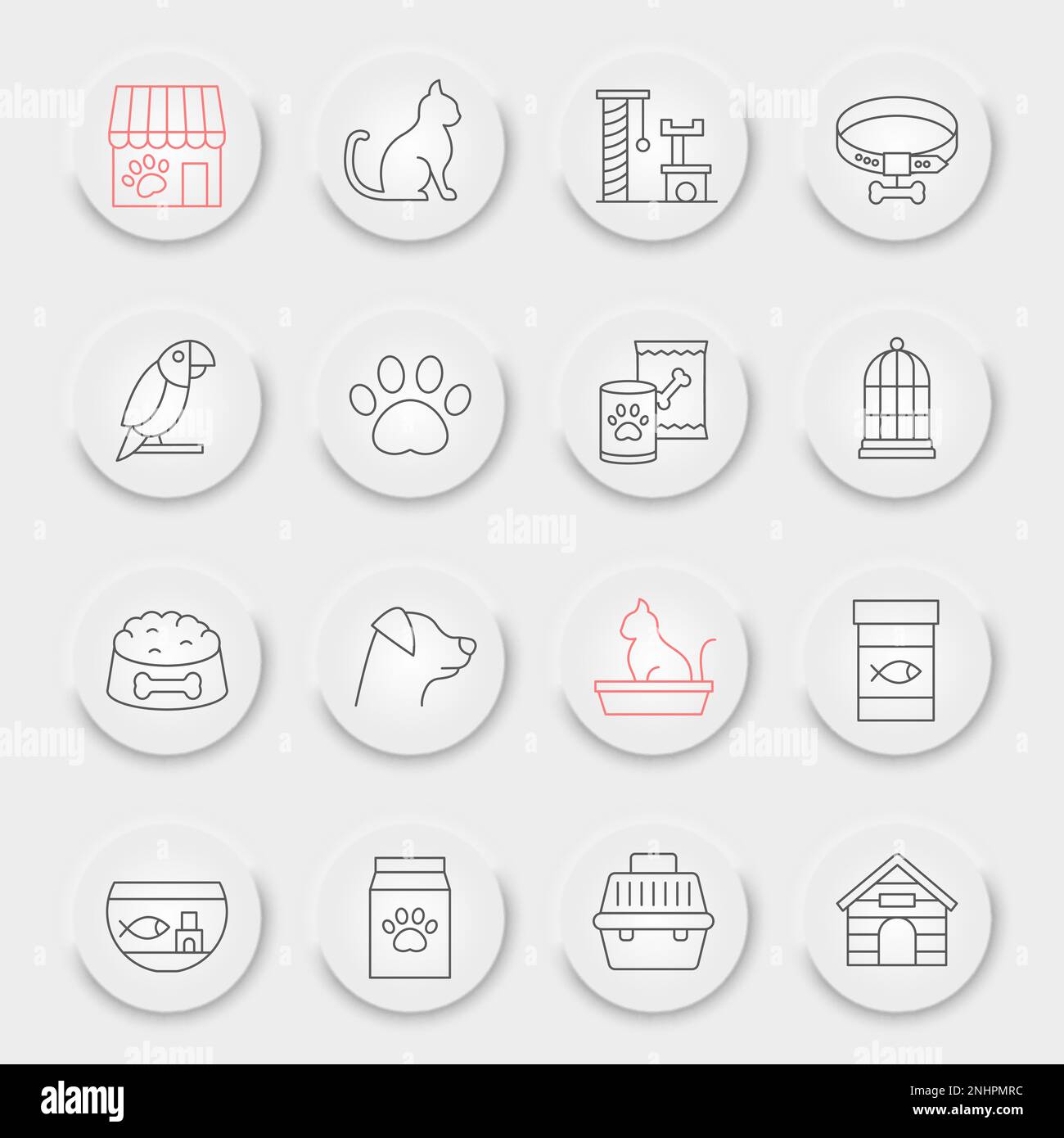 Pet Shop line icon set, pet store collection, vector graphics ...