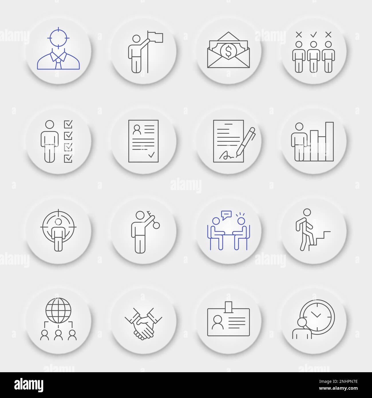 Headhunting line icon set, head hunting collection, vector graphics ...