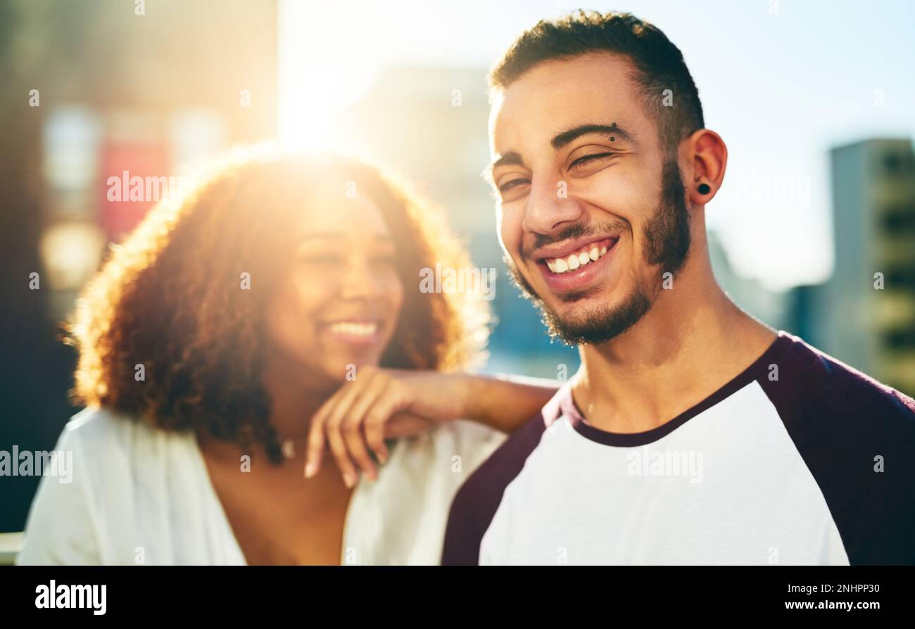 Starting my weekend with you is always the best. a young couple outside ...