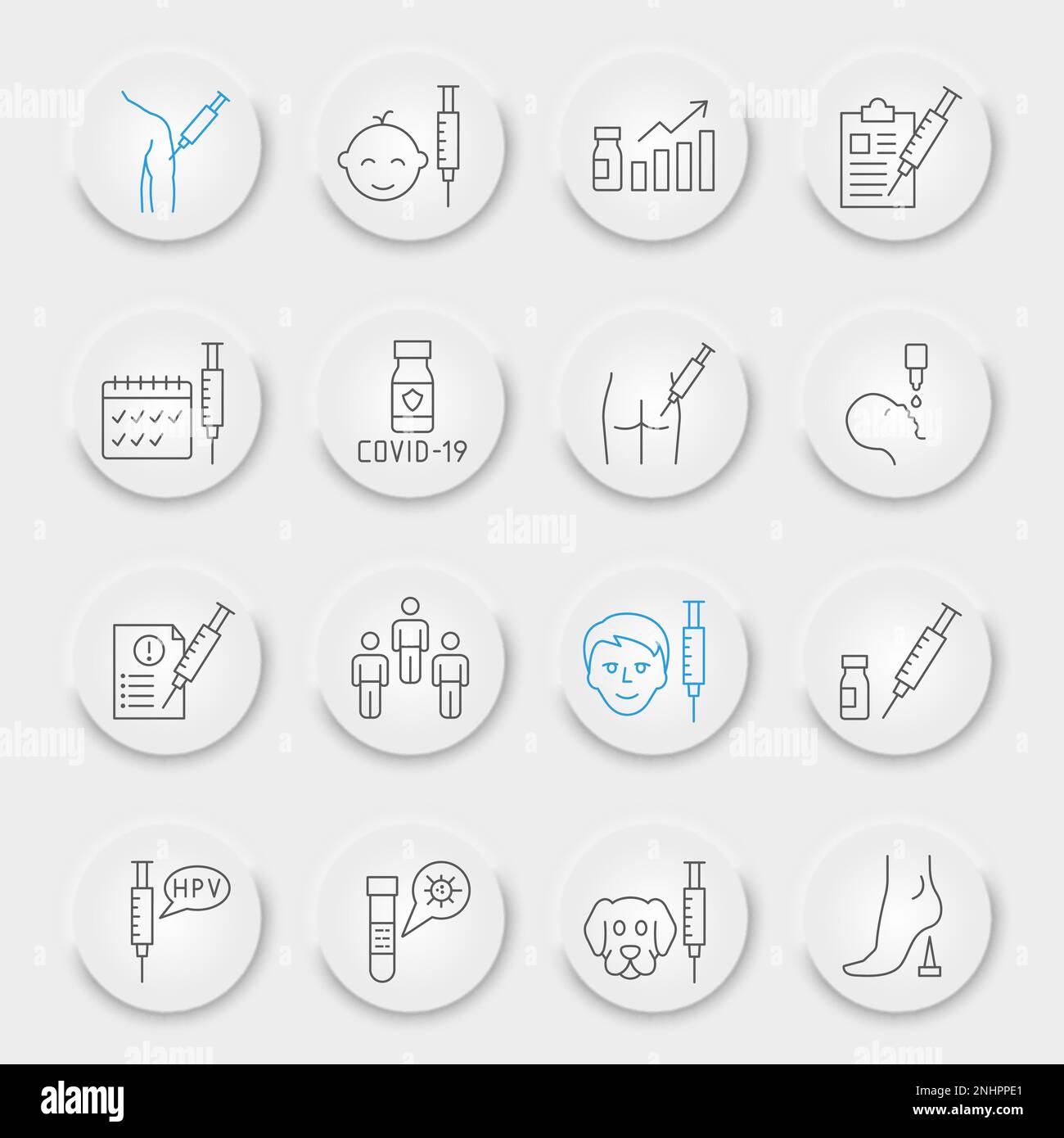 Vaccination line icon set, vaccine collection, vector graphics ...