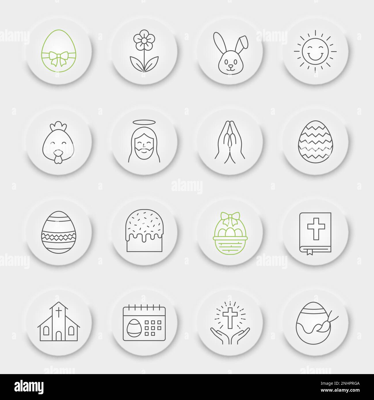 Happy Easter line icon set, holiday collection, vector graphics ...