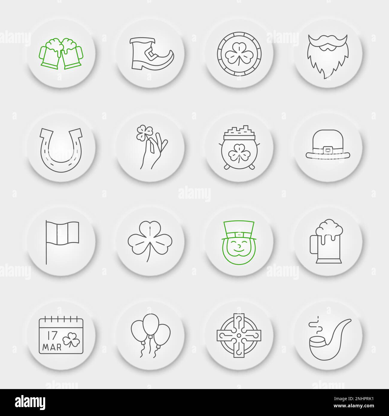 St. Patricks Day line icon set, holiday collection, vector graphics ...