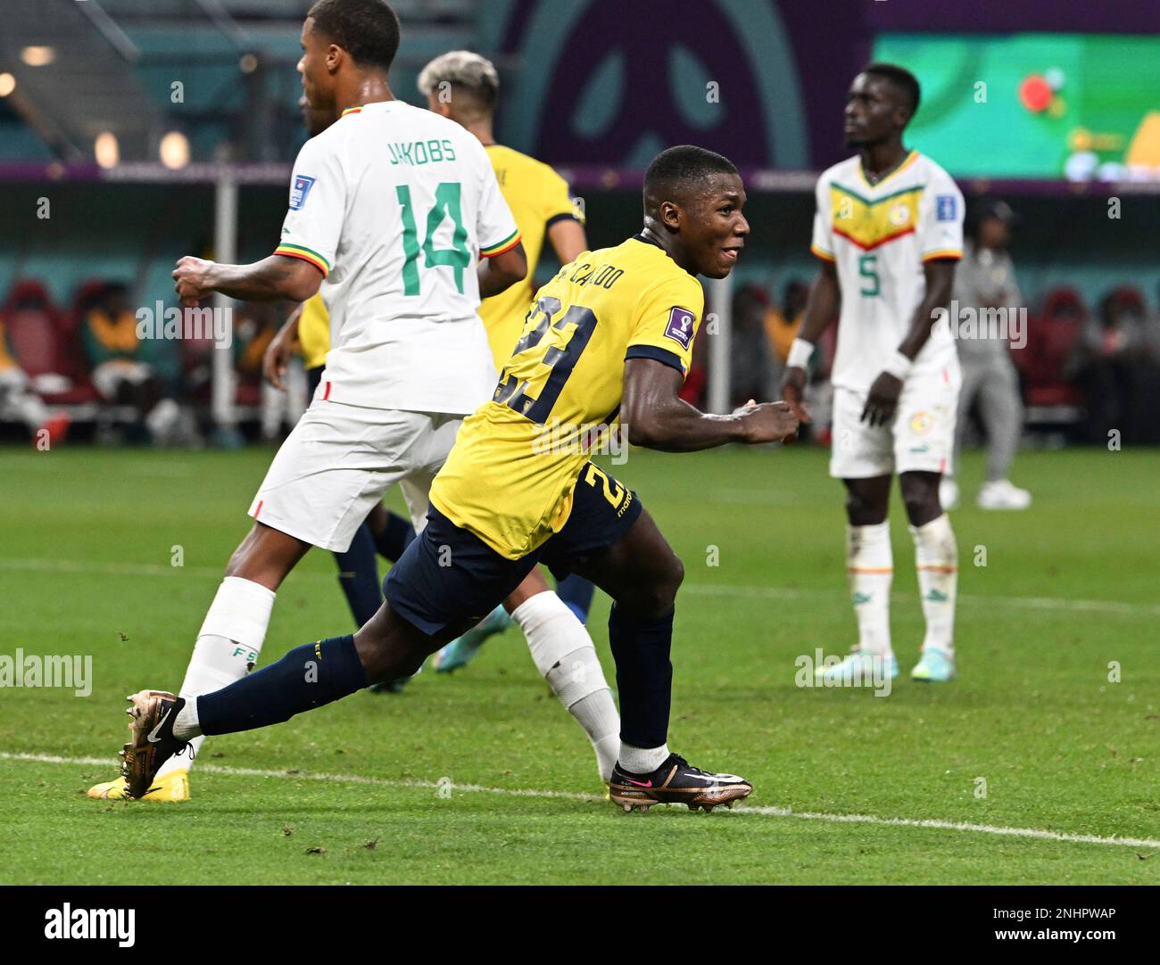 Moises CAICEDO (23) of ECUADOR reacts after scoring in the second half ...