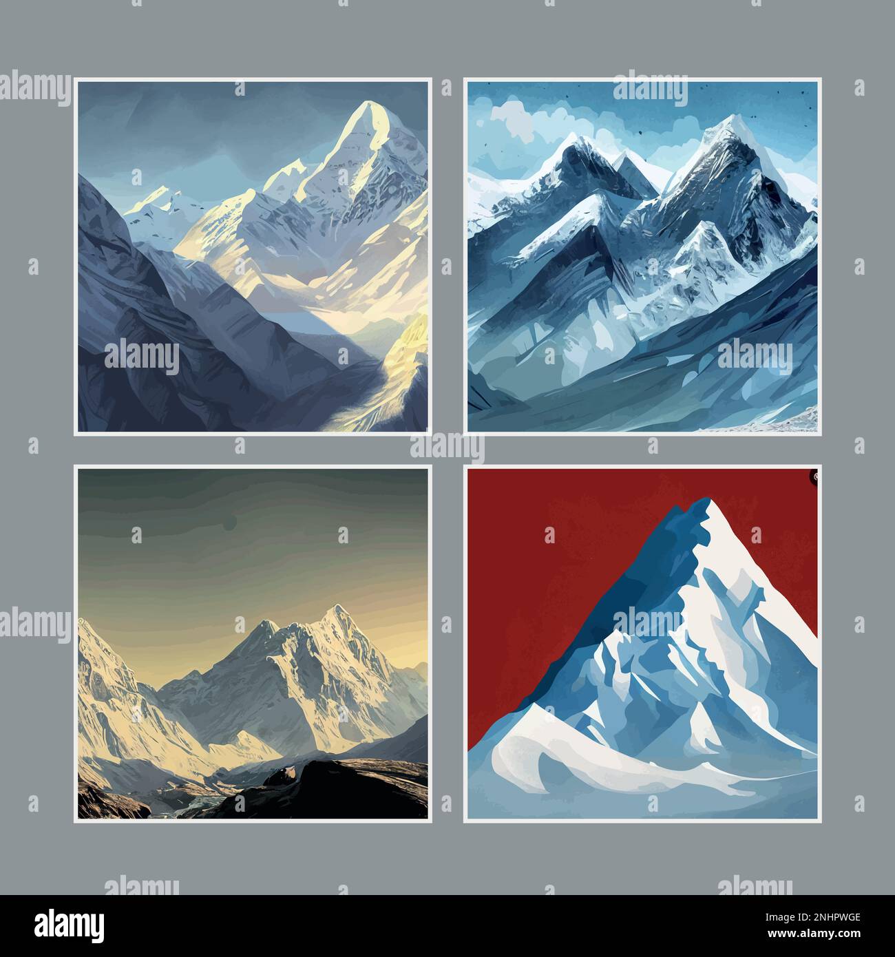 Four peaks with snow Stock Vector Images - Alamy