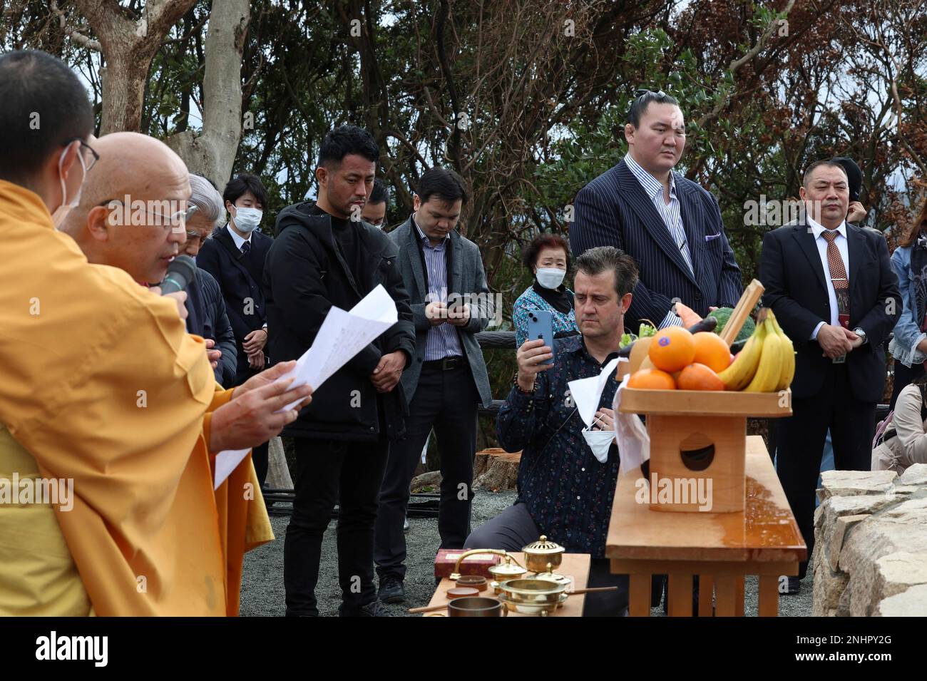 Stable master Miyaginomiya (2nd from R), former yokozuna of Grand Sumo ...