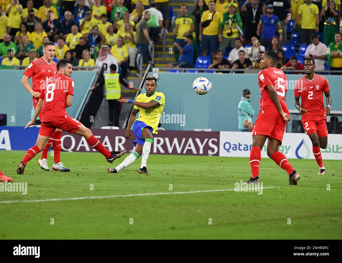 Brazil's RODRYGO shoots a ball during the FIFA World Cup Group G match ...