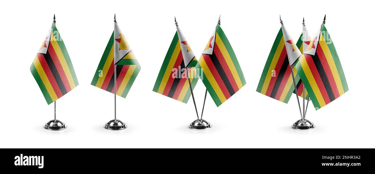 Small national flags of the Zimbabwe on a white background Stock Photo ...