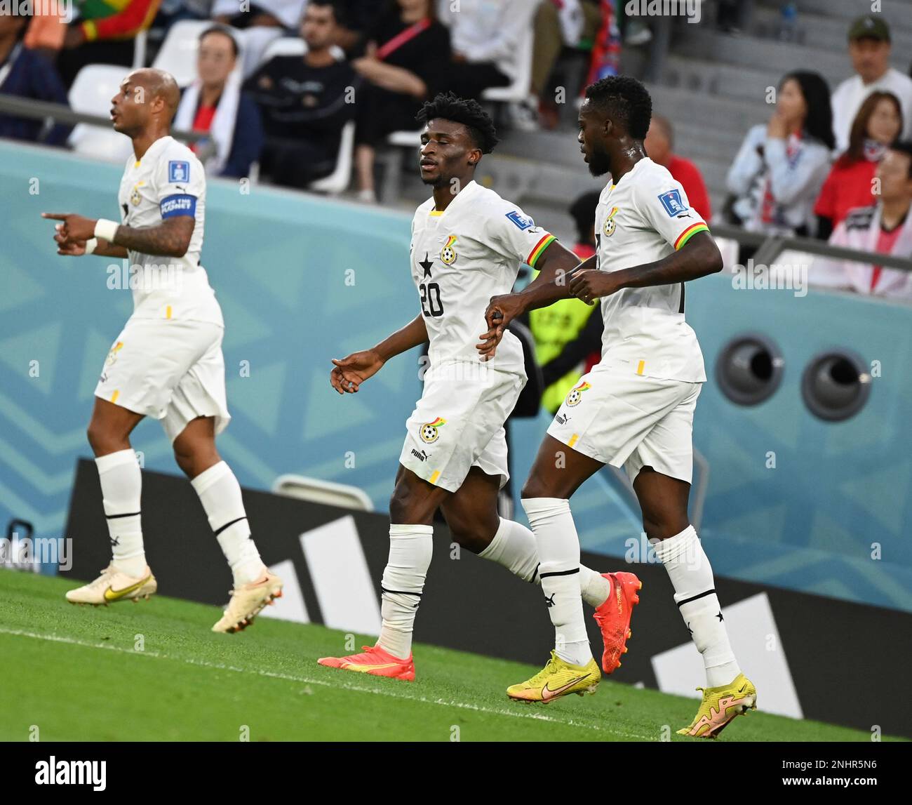 Kudus MOHAMMED (20) of Ghana reacts after scoring in the first half of ...