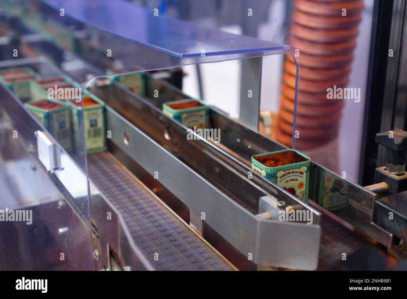 Several boxes of La Vera paprika during the packaging process, at the ...