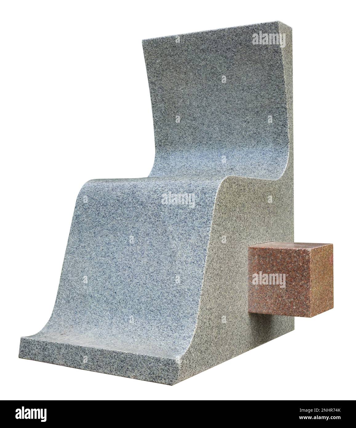 Bench for rest in the city park carved from granite. Isolated on white ...