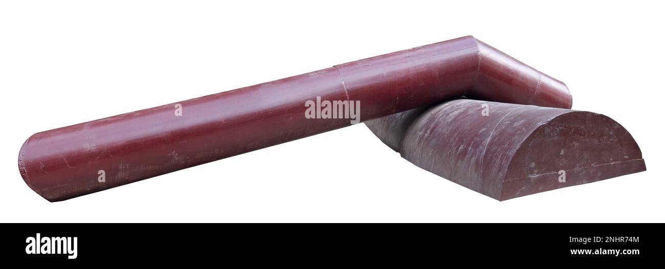 Steel crooked pipes are painted with red paint. Isolated Stock Photo ...