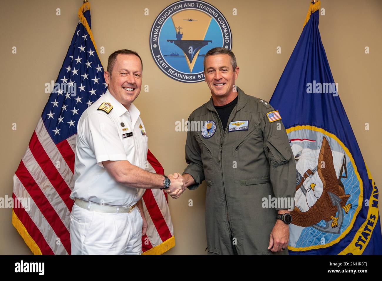 Rear Adm. Pete Garvin, right, commander, Naval Education and Training ...