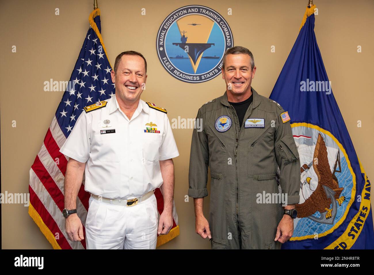 Rear Adm. Pete Garvin, right, commander, Naval Education and Training ...