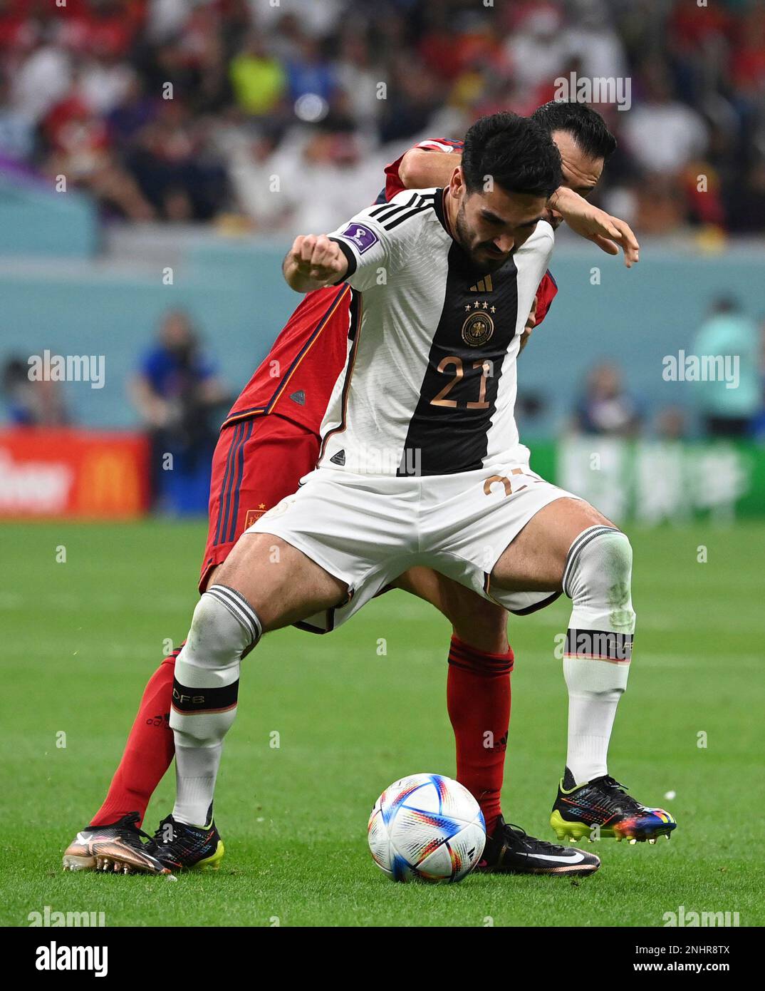Spain's Sergio BUSQUETS Germany's Ilkay GUENDOGAN during the FIFA World ...