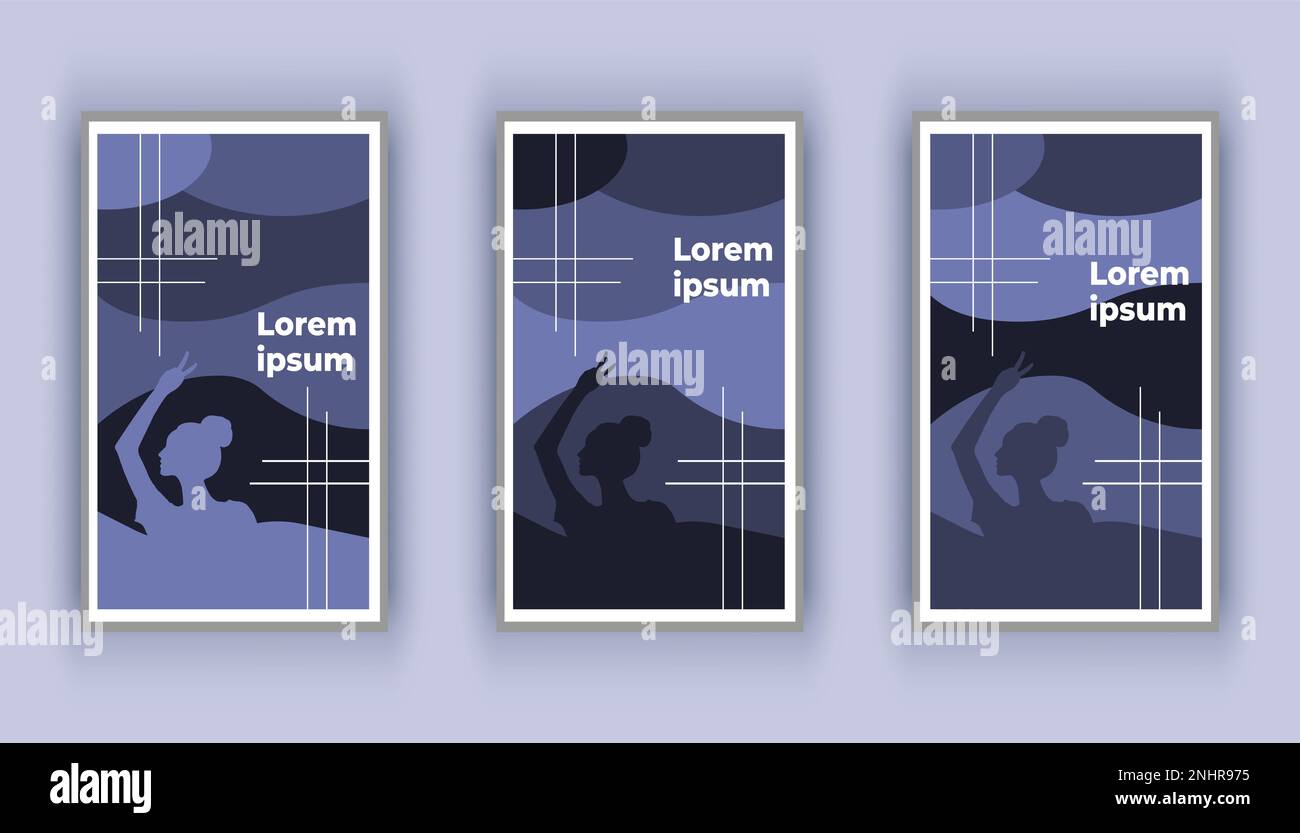 three set of Victory sign Abstract art, abstract poster of girl Stock ...