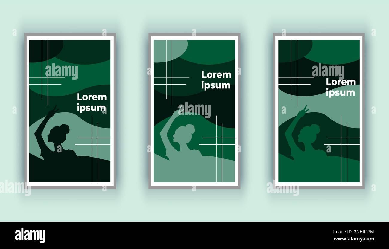 three set of Victory sign Abstract art, abstract poster of girl Stock ...