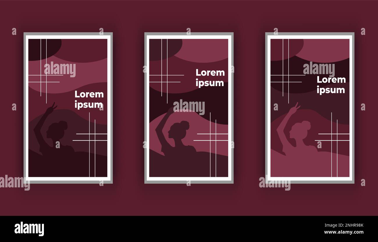 three set of Victory sign Abstract art, abstract poster of girl Stock ...