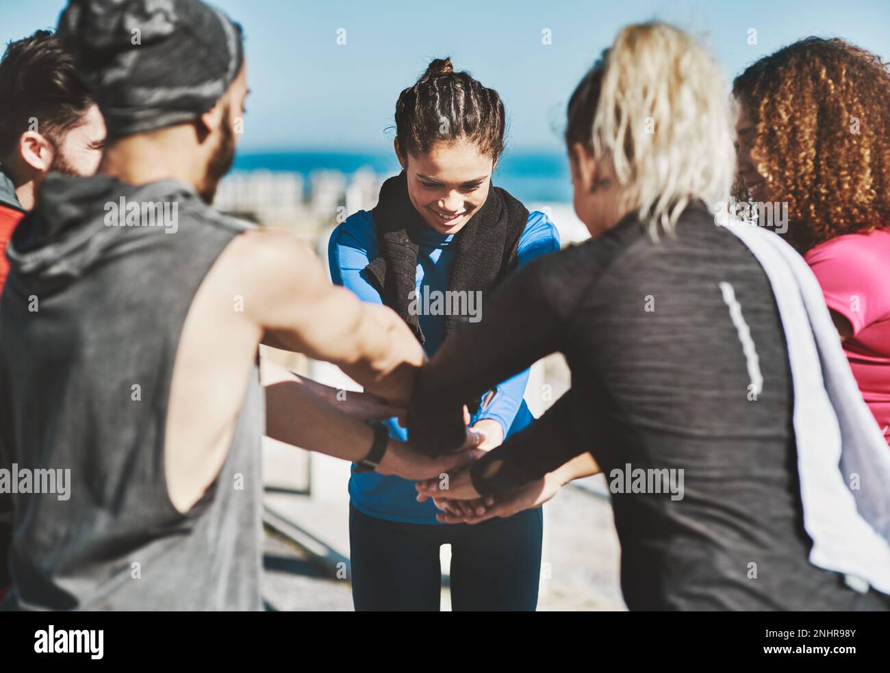 We support each others goals. a fitness group motivating each other ...