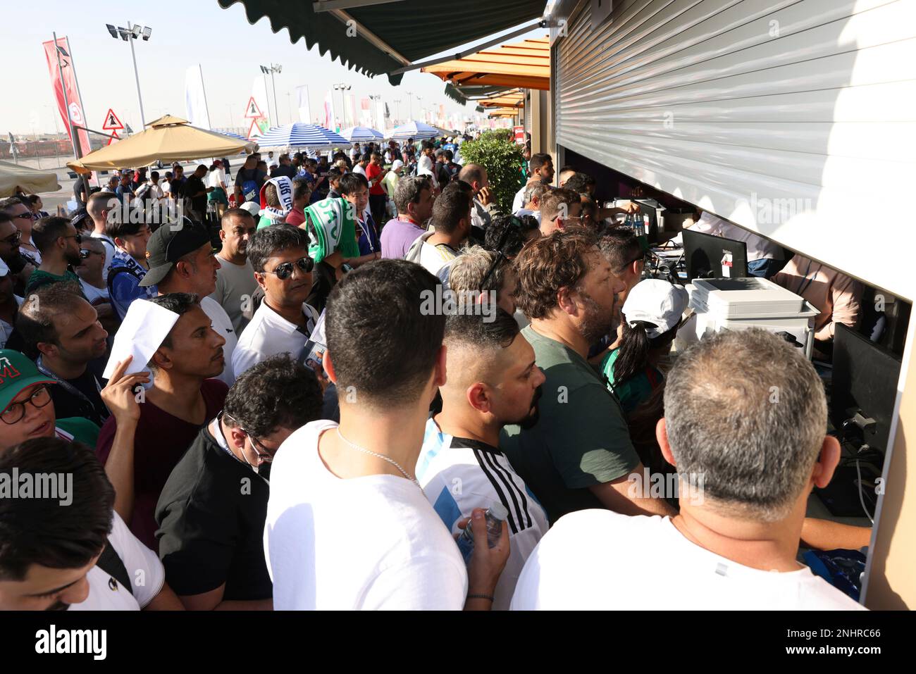 Fans from various countries are at the Fan Village in Doha, Qatar on ...