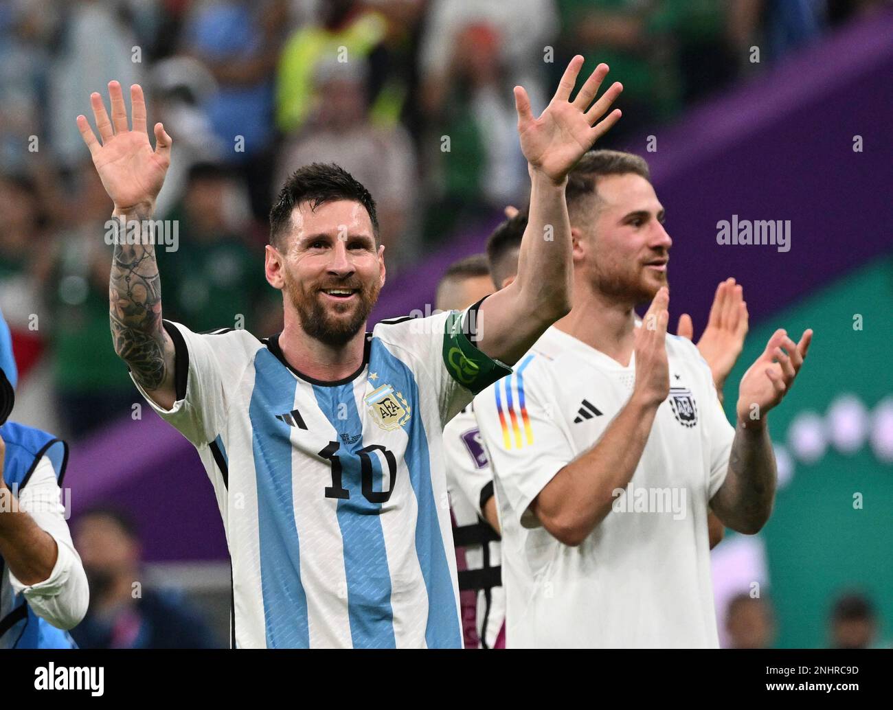 Lionel MESSI of Argentina and other players celebrate after winning the ...