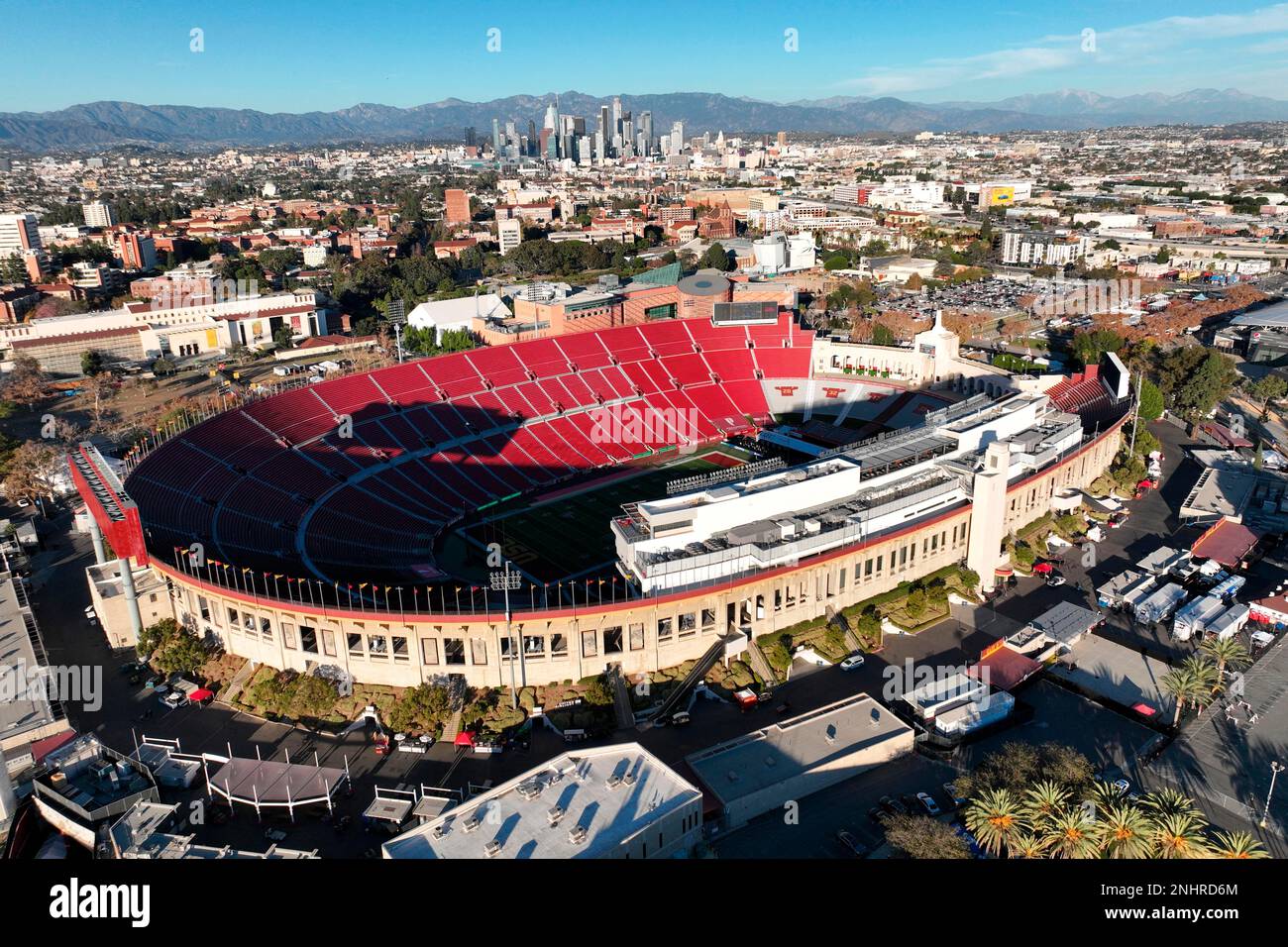 A general overall aerial view of the Los Angeles Memorial Coliseum ...
