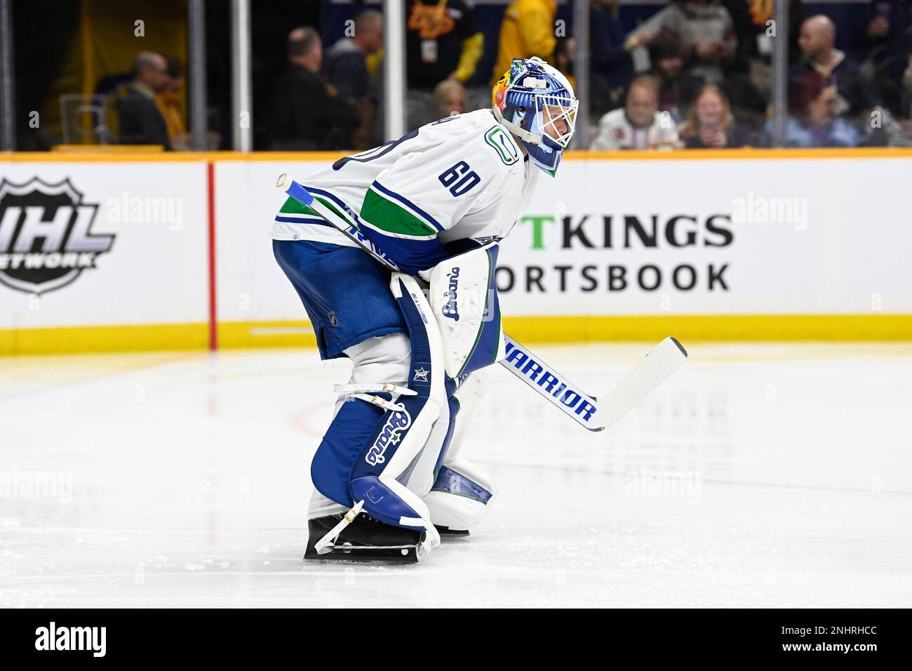 Vancouver Canucks goaltender Collin Delia (60) plays against the ...