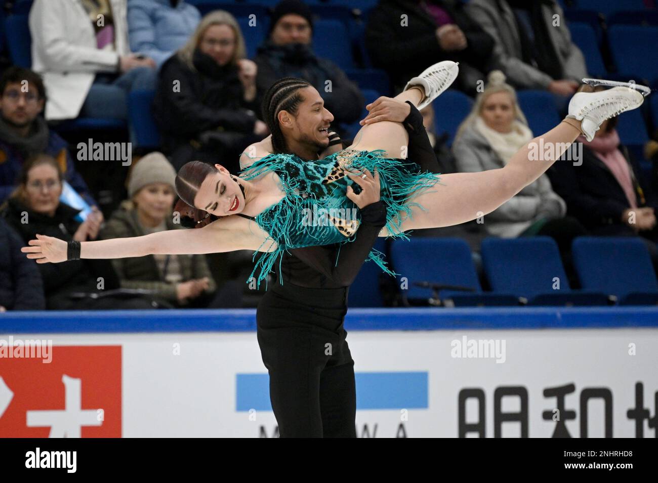 Natacha Lagouge and Arnaud Caffa of France perform during the ice dance ...